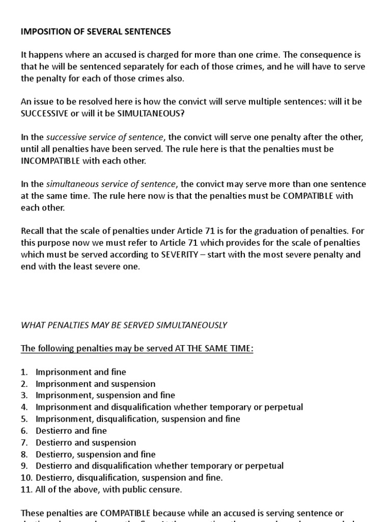 Successive Service of Sentences | PDF | Life Imprisonment | Crime ...