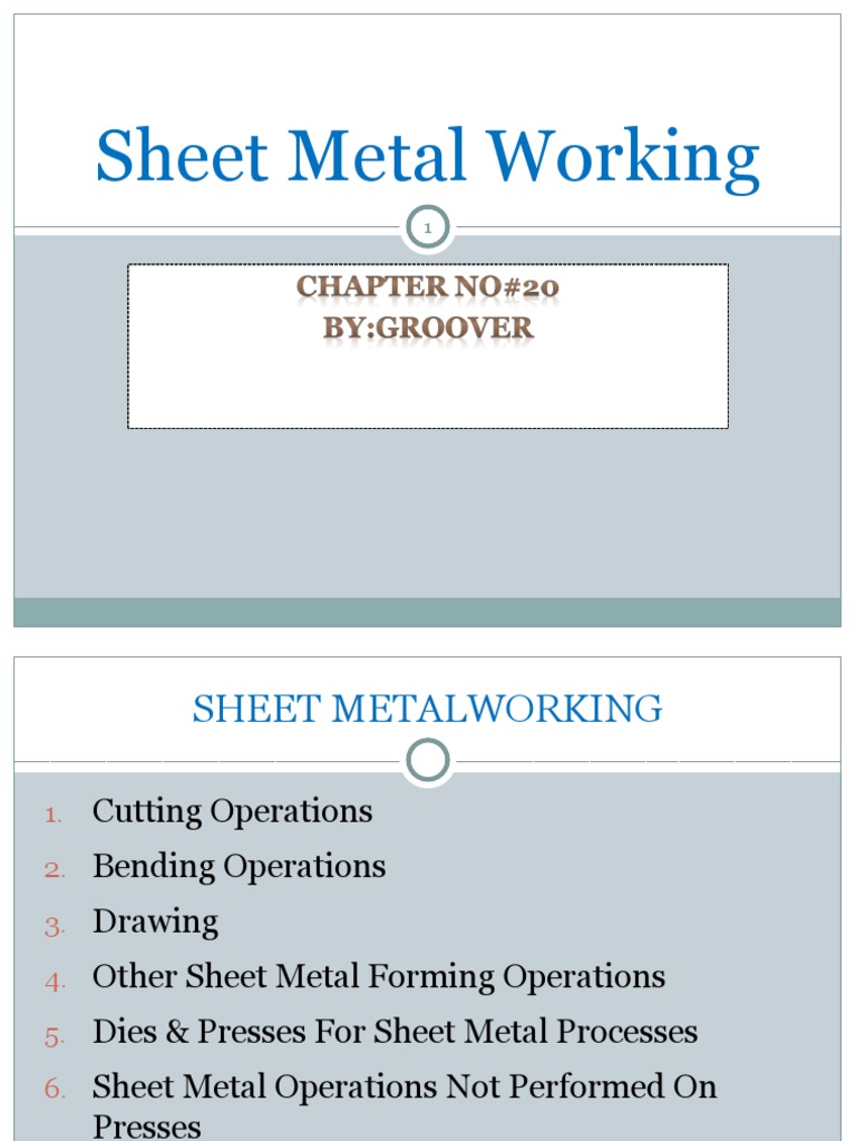 Ch 20 Sheet Metal Working Pdf Sheet Metal Crafts