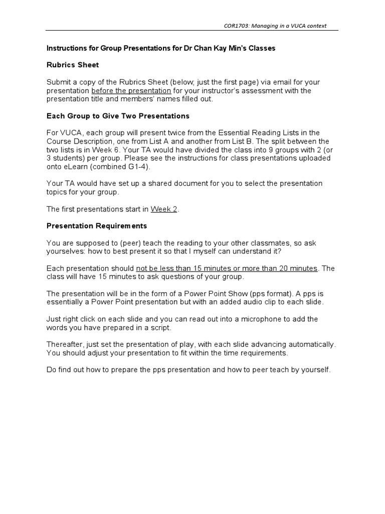 VUCA Group Presentation Guidelines | PDF | Wikipedia | Logic