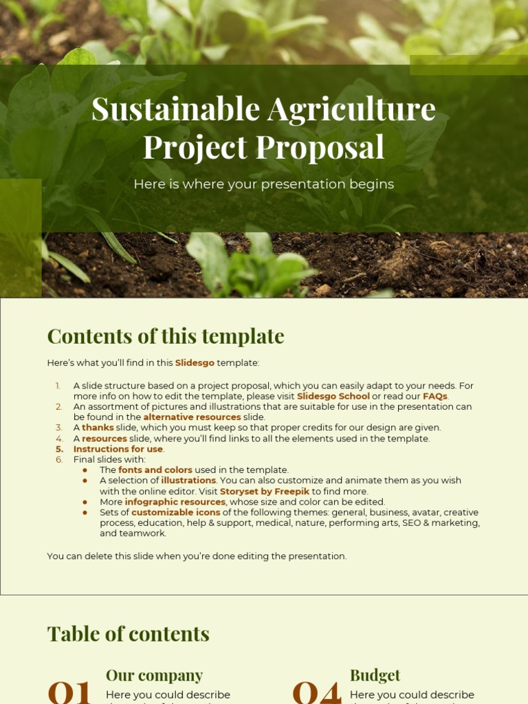Sustainable Agriculture Project Proposal by Slidesgo | PDF | Planets ...