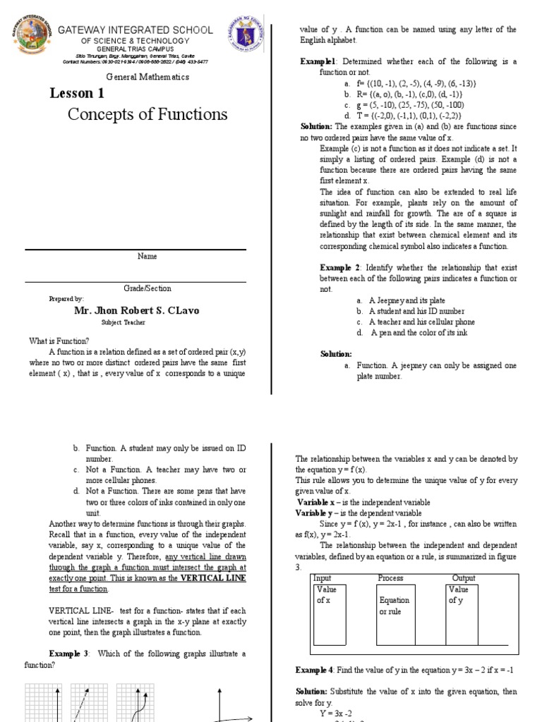Gen. Math Module 1 | Download Free PDF | Function (Mathematics) | Equations