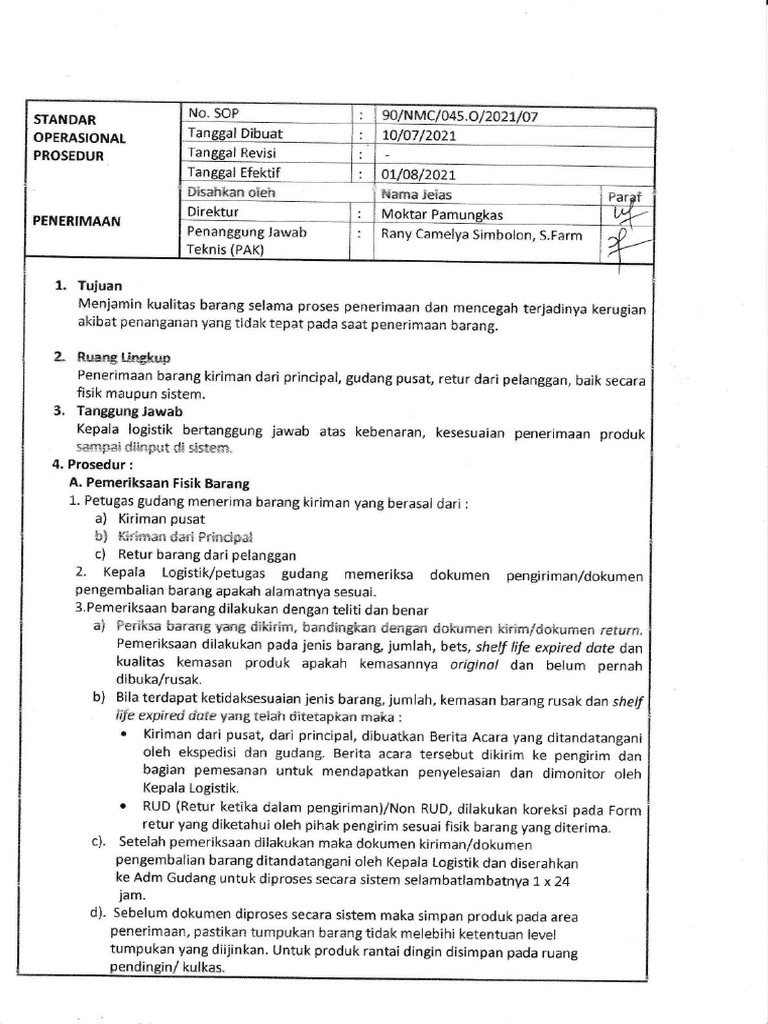 SOP Perusahaan | PDF