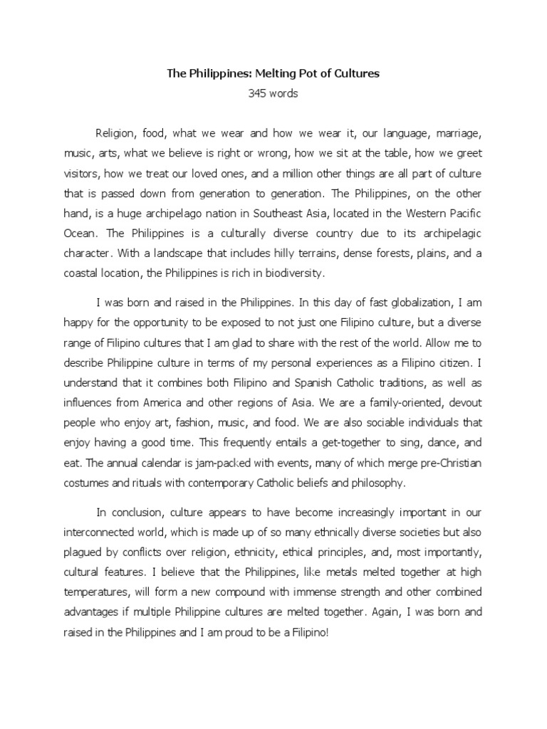 The Philippines Melting Pot of Cultures | PDF