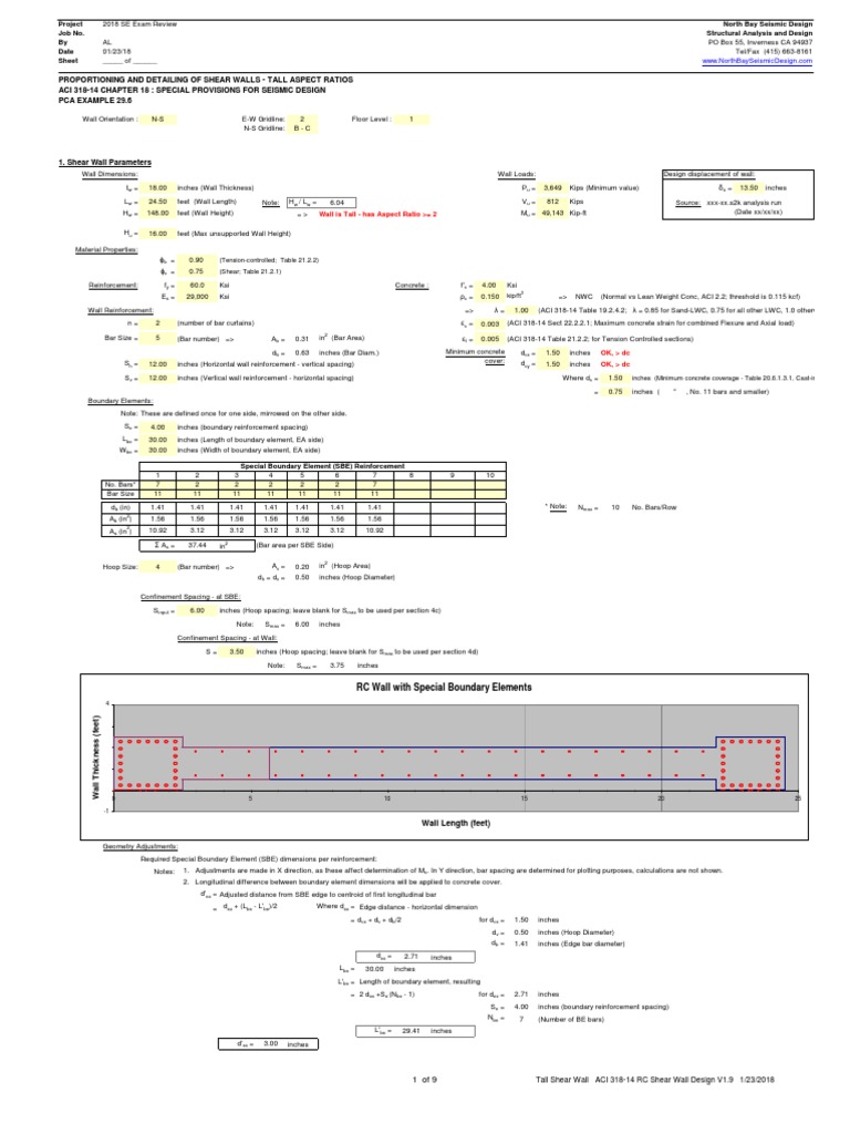 Shear Wall Design Example ACI 318-14 | PDF | Stress (Mechanics) | Young ...
