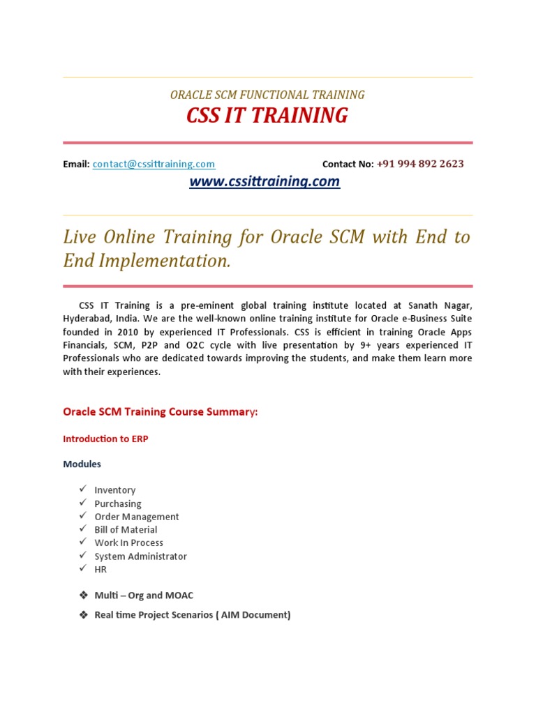 Oracle SCM Functional Online Training With Project | PDF | Supply Chain ... Oracle SCM Functional Online Training With Project | PDF | Supply Chain ...
