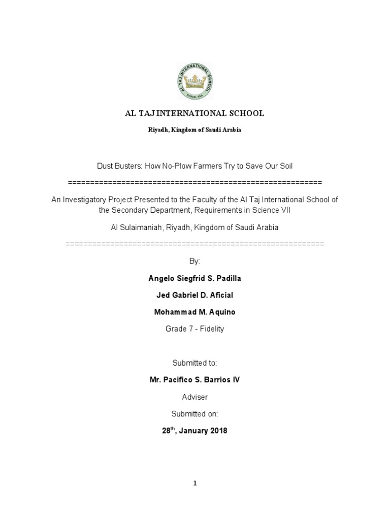 Science Investigatory Project S.Y.-2017-18 | PDF | Dust Bowl | Soil Science