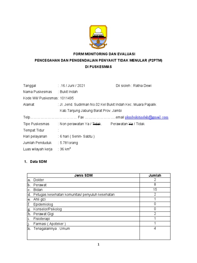1.form Monitoring Dan Evaluasi - Puskesmas Bukit Indah | PDF