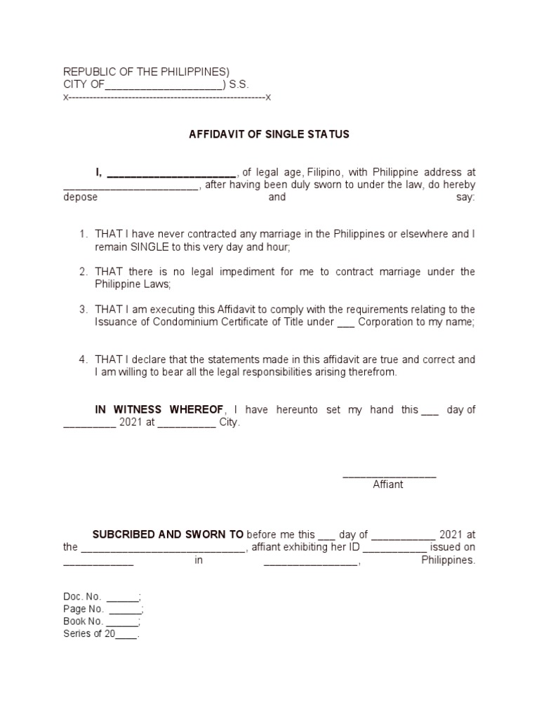Affidavit of Civil Status | PDF