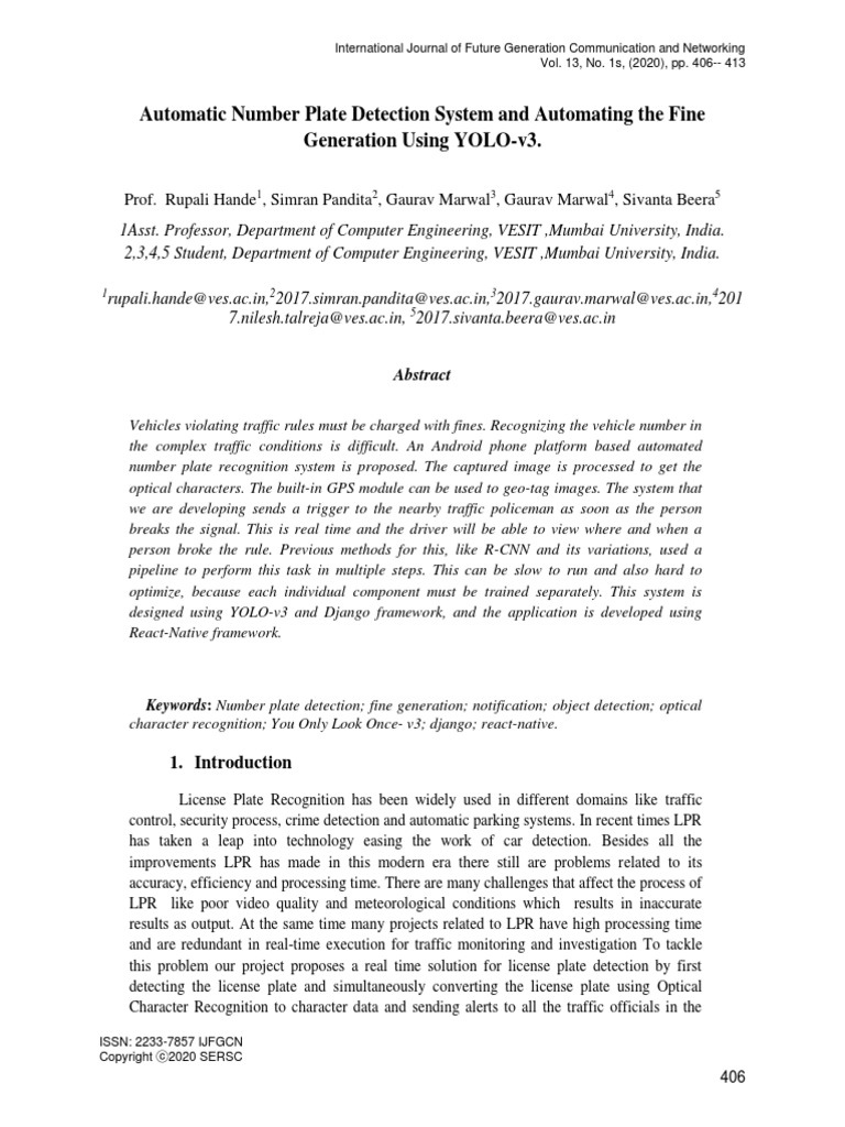 Automatic Number Plate Detection System and Automating The Fine ...