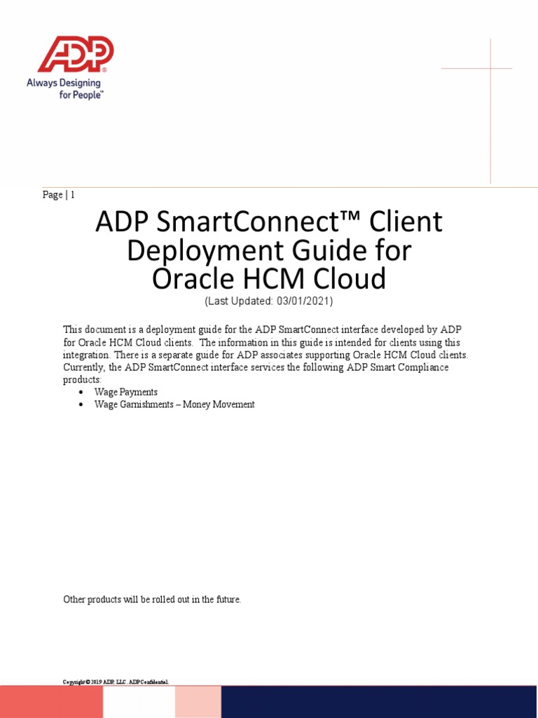 ADP - SmartConnect - Client - Deployment - Guide - OracleFusion v23 | PDF | Payroll | Paycheck