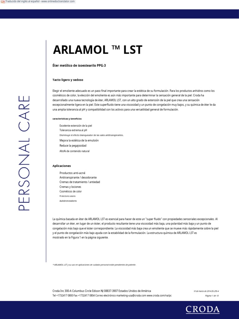 Arlamol LST DS-295-4 | PDF | Solubilidad | Marca comercial