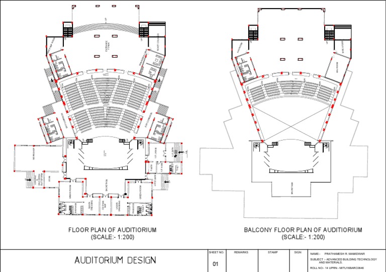 Floor Plans and Balcony Layout for a Large Auditorium Design with ...