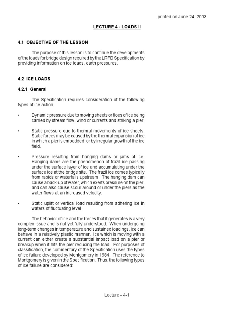Bridge Design: Ice Load Considerations | PDF | Materials | Continuum ...