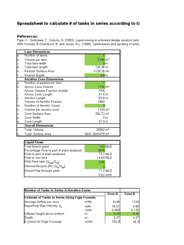 Spreadsheet To Calculate # of Tanks in Series According To Tank ...