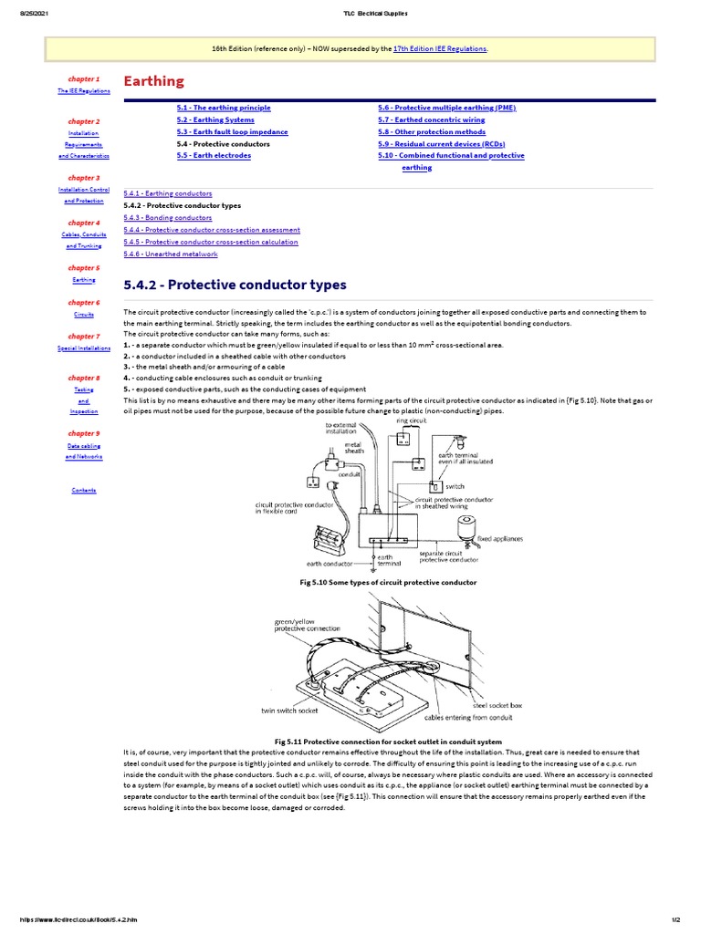 Earthing: 5.4.2 - Protective Conductor Types | PDF | Electrical ...