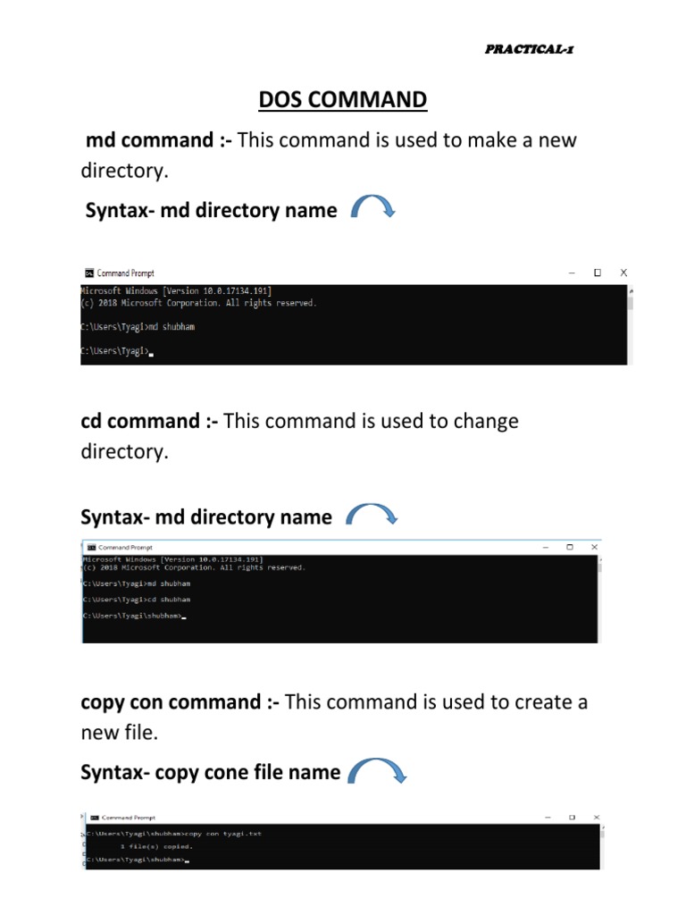 Dos Command: MD Command:-This Command Is Used To Make A New Directory ...