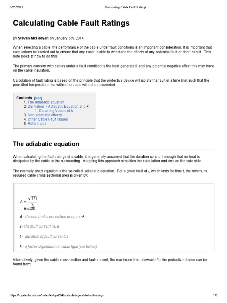 Cable Fault Rating Calculations Guide | PDF | Electrical Resistivity ...
