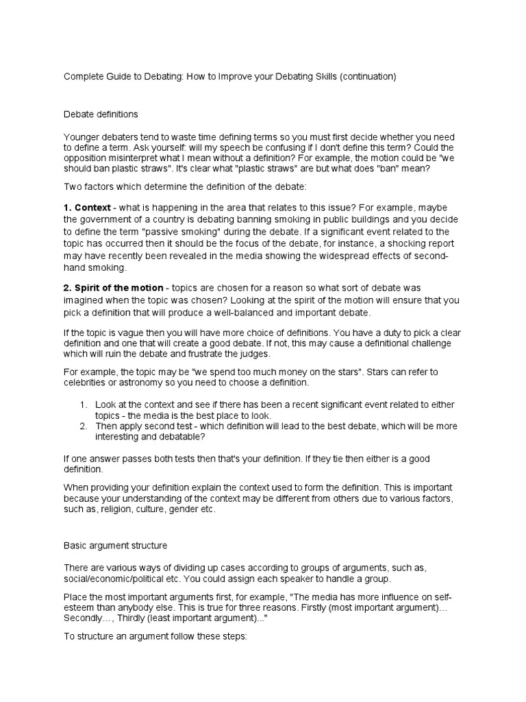 A Complete Guide to Structuring Effective Arguments and Rebuttals in Debate | PDF | Argument ...