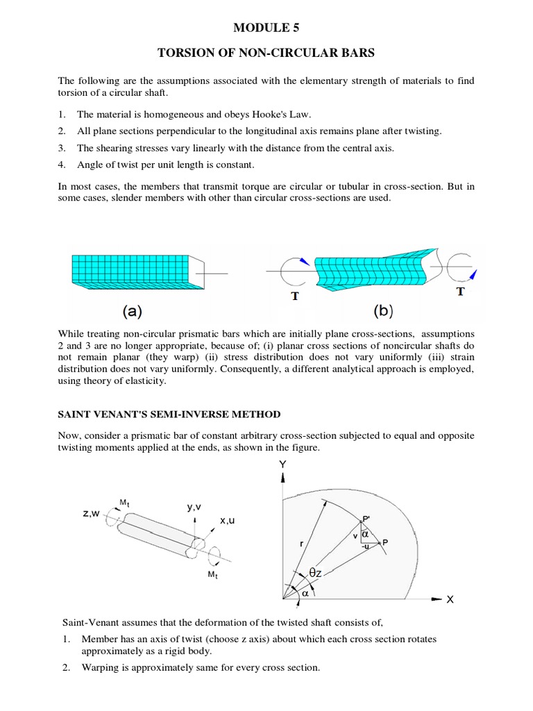 Module 5 Torsion of Non Circular Bars | PDF | Rotation Around A Fixed ...