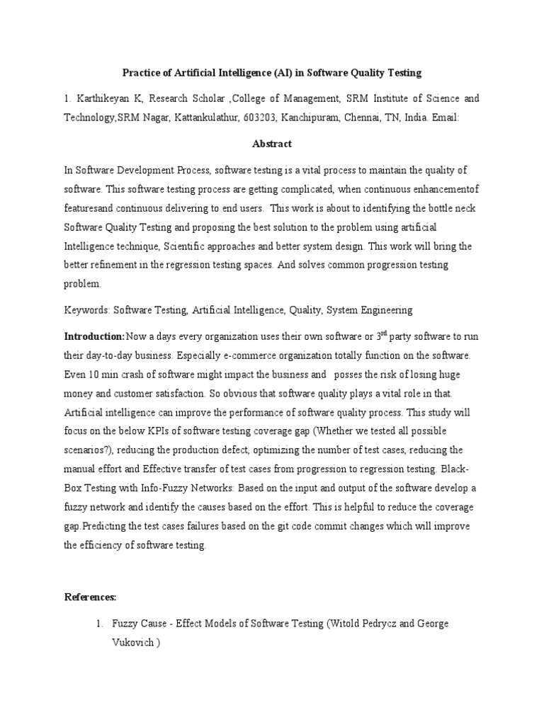 Practise of AI in Software Testing | PDF | Software Testing ...
