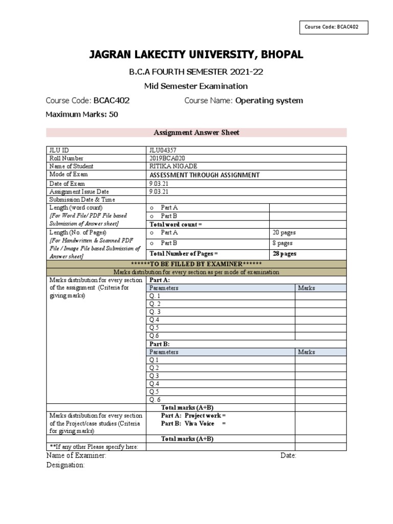 BCA Operating System Exam Guide | PDF | Computing