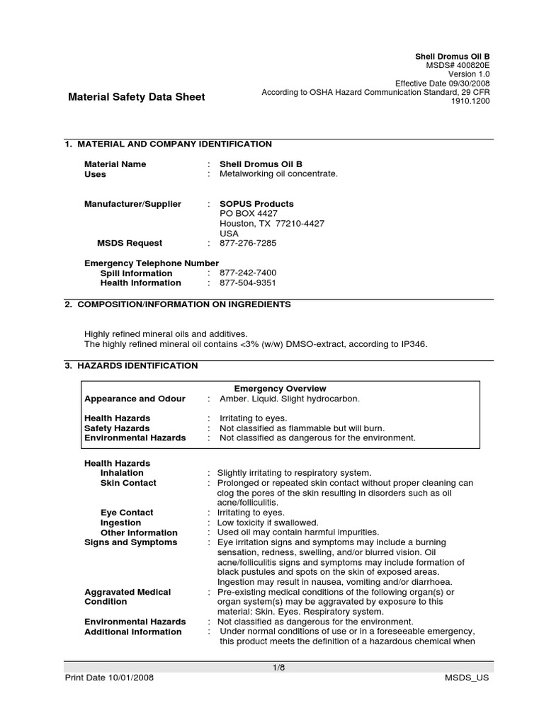720 - Msds-Dromus B | PDF | Personal Protective Equipment | Toxicity