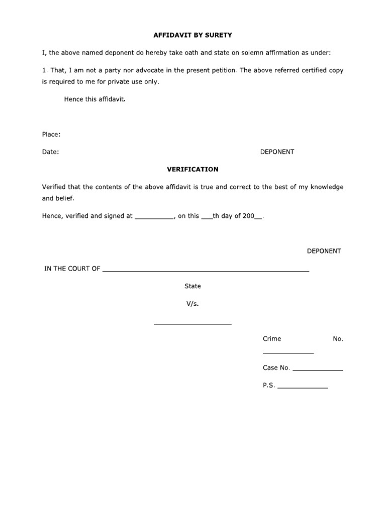 Affidavit by Surety | PDF