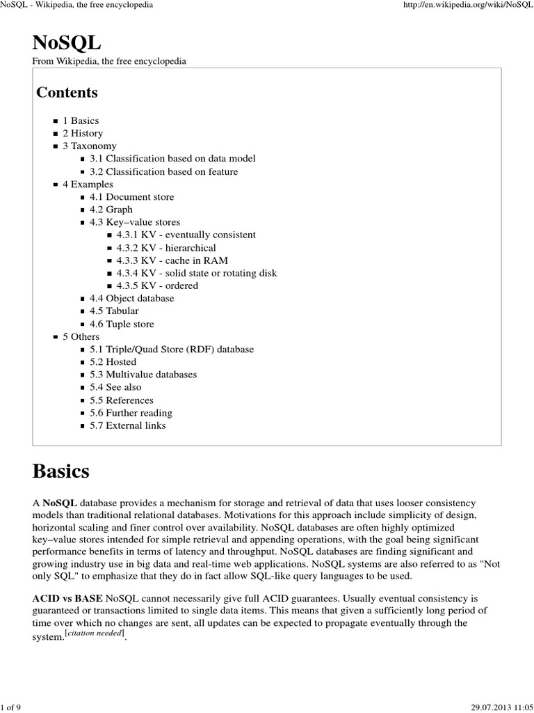NoSQL - Wikipedia, The Free Encyclopedia | PDF | No Sql | Software