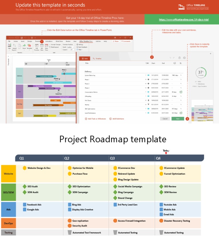 Project Roadmap PowerPoint Template | PDF