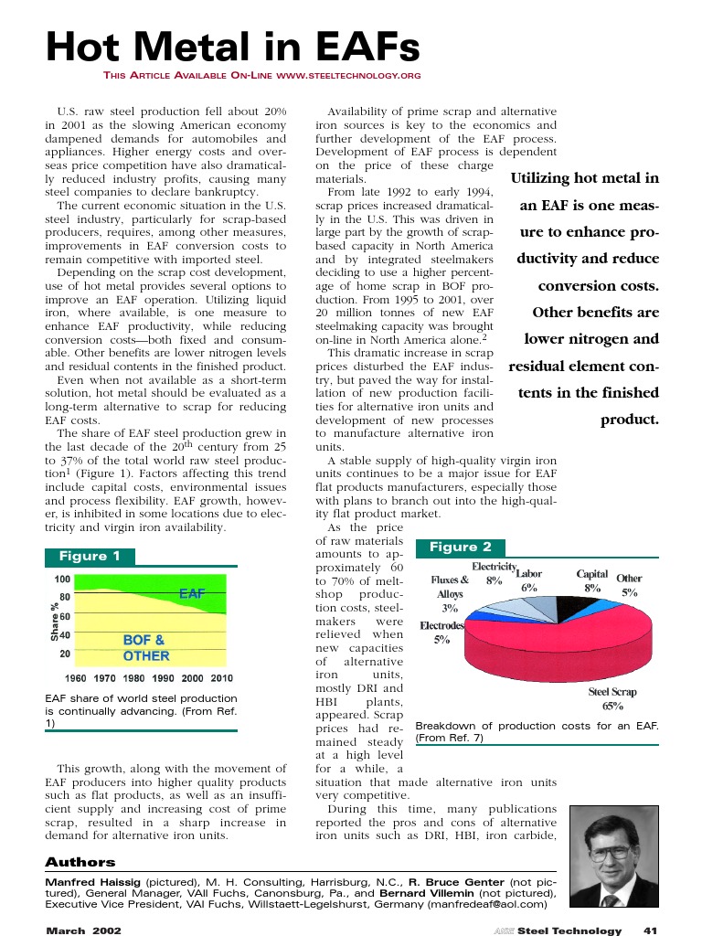 Charging Hot Metal To The EAF | PDF | Scrap | Steelmaking