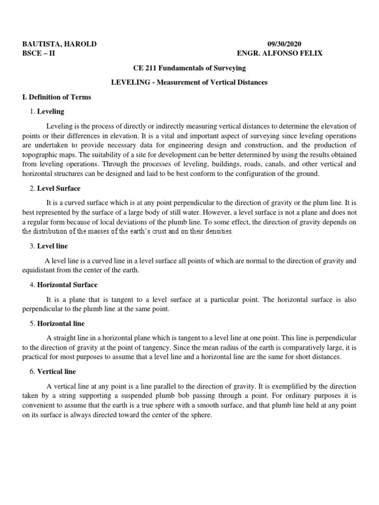 Fundamentals of Surveying Activity | PDF | Sea Level | Geophysics
