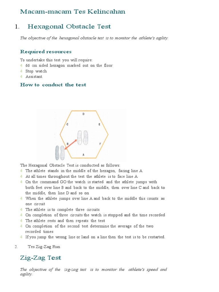 Macam-Macam Tes Kelincahan Hexagonal Obstacle Test: Required Resources ...