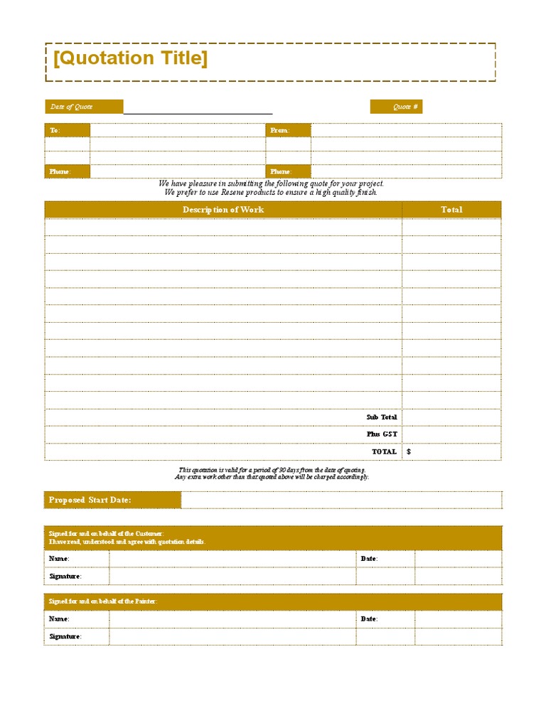 Service Quotation Template | PDF