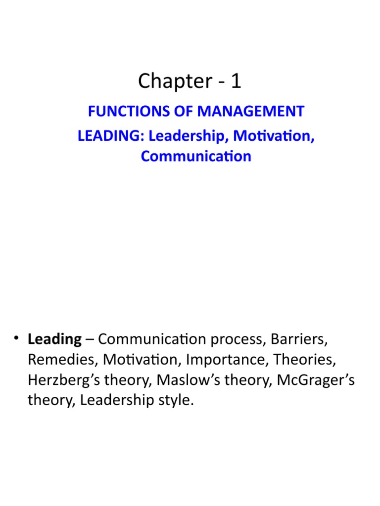 IM Unit 1 - Part III - Functions - of - Management - Leadership ...