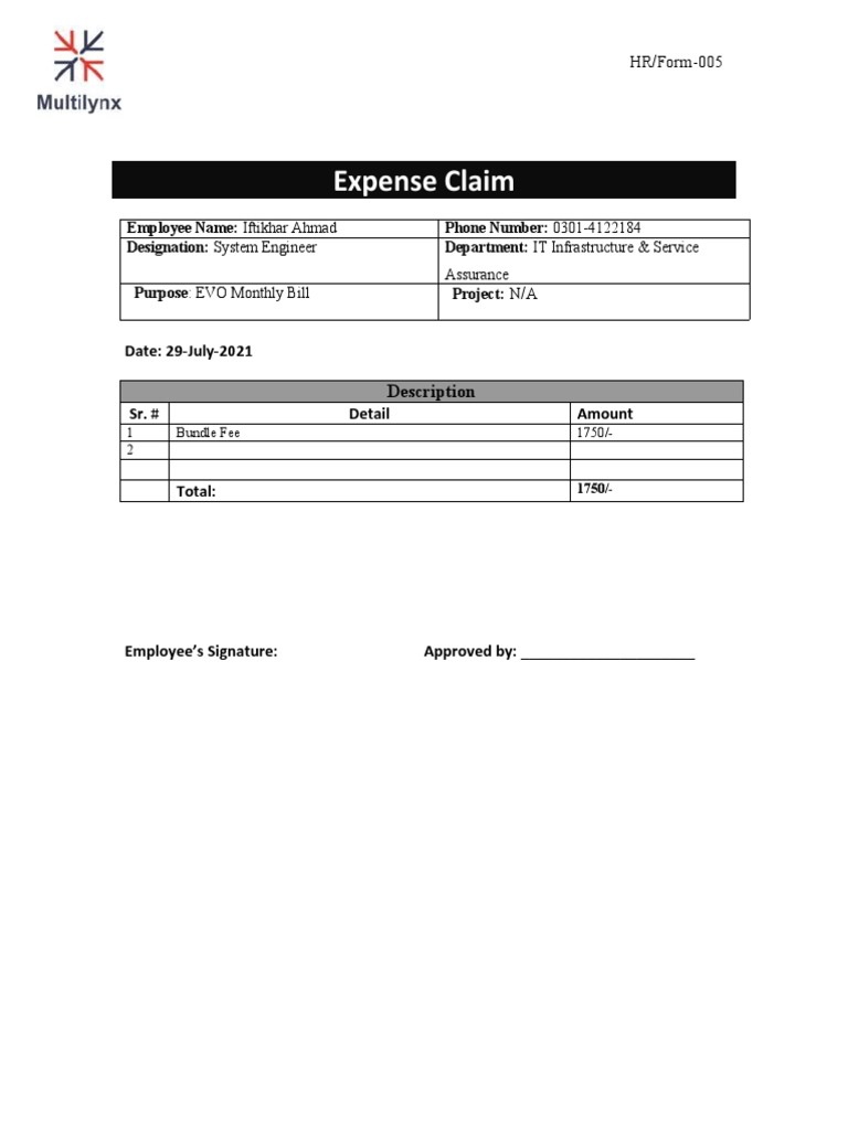 Expanse Claim Form | PDF