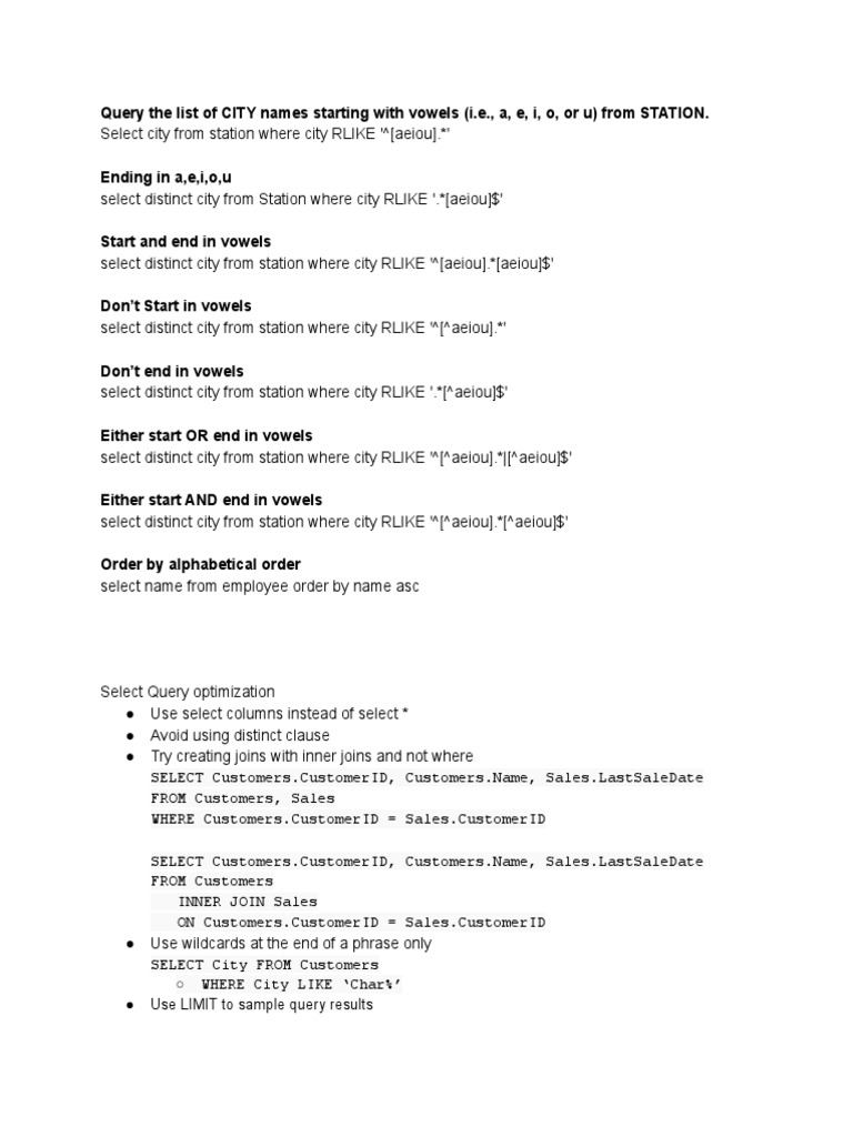 SQL QUERIES | PDF | Computer Programming | Data Management SQL QUERIES | PDF | Computer Programming | Data Management