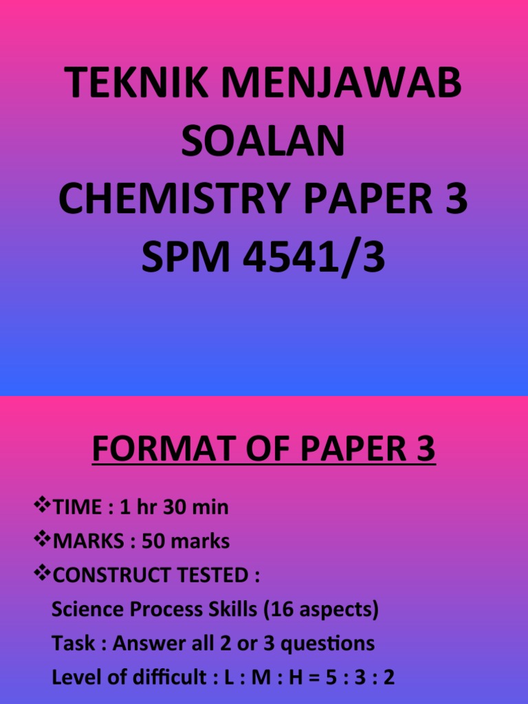 SPM Chemistry Paper 3 Answering Techniques | PDF | Mole (Unit ...