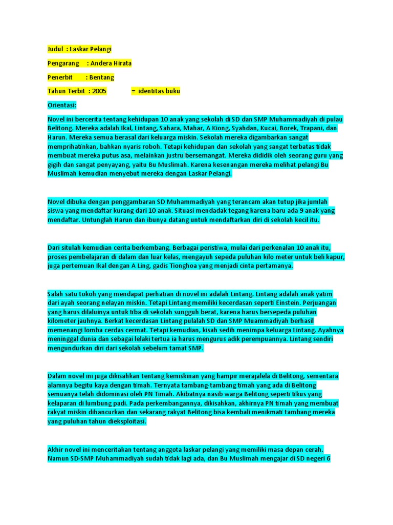 Bi Teks Ulasan Laskar Pelangi | PDF