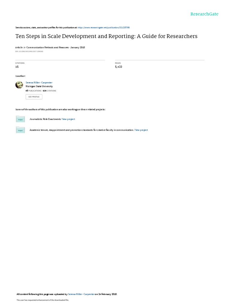 Ten Steps in Scale Development and Reporting: A Guide For Researchers ...