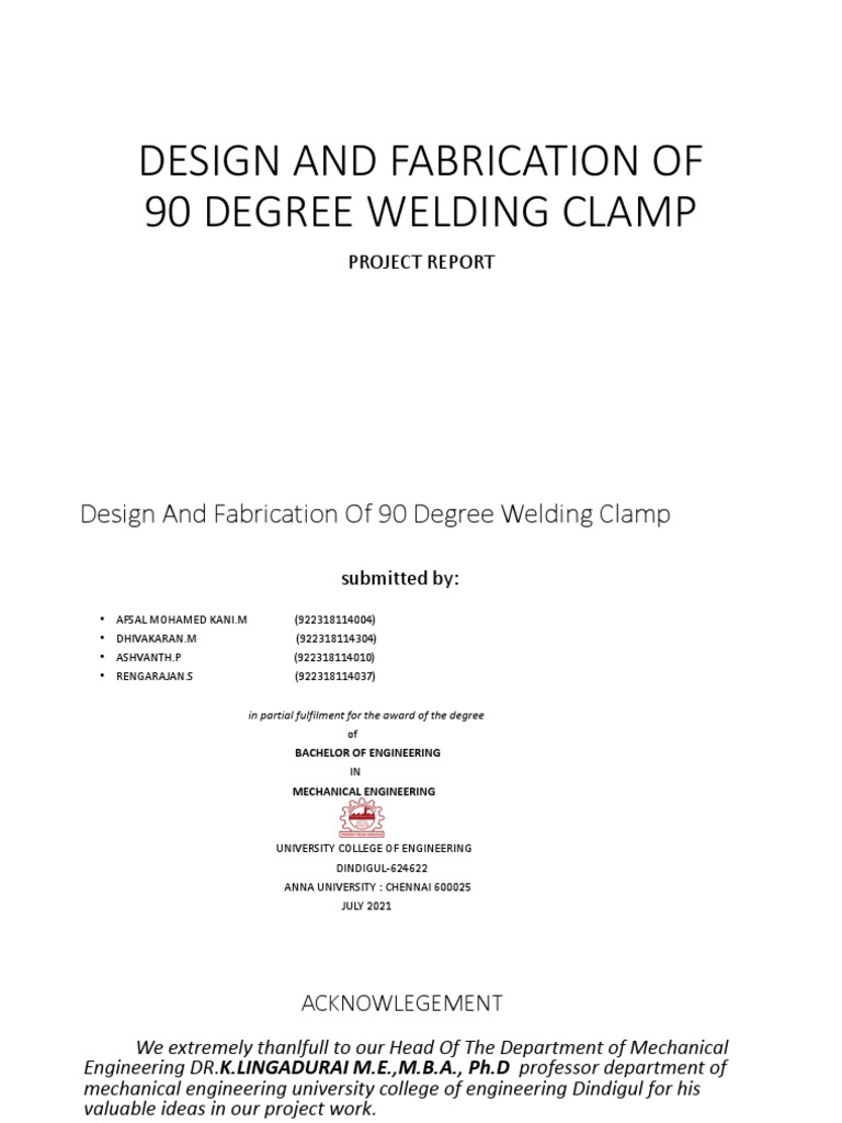 Design and Fabrication of 90 Degree Welding Clamp | PDF | Welding ...