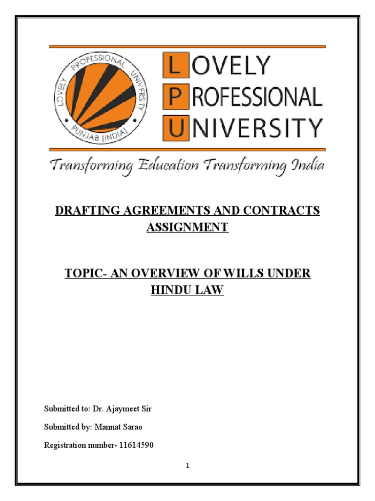 Drafting Agreements And Contracts Assignment Pdf Will And Testament
