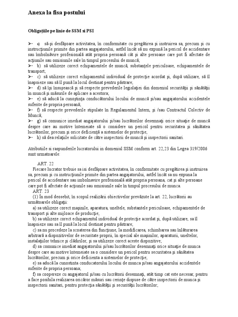 7 Anexa La Fisa Postului | PDF