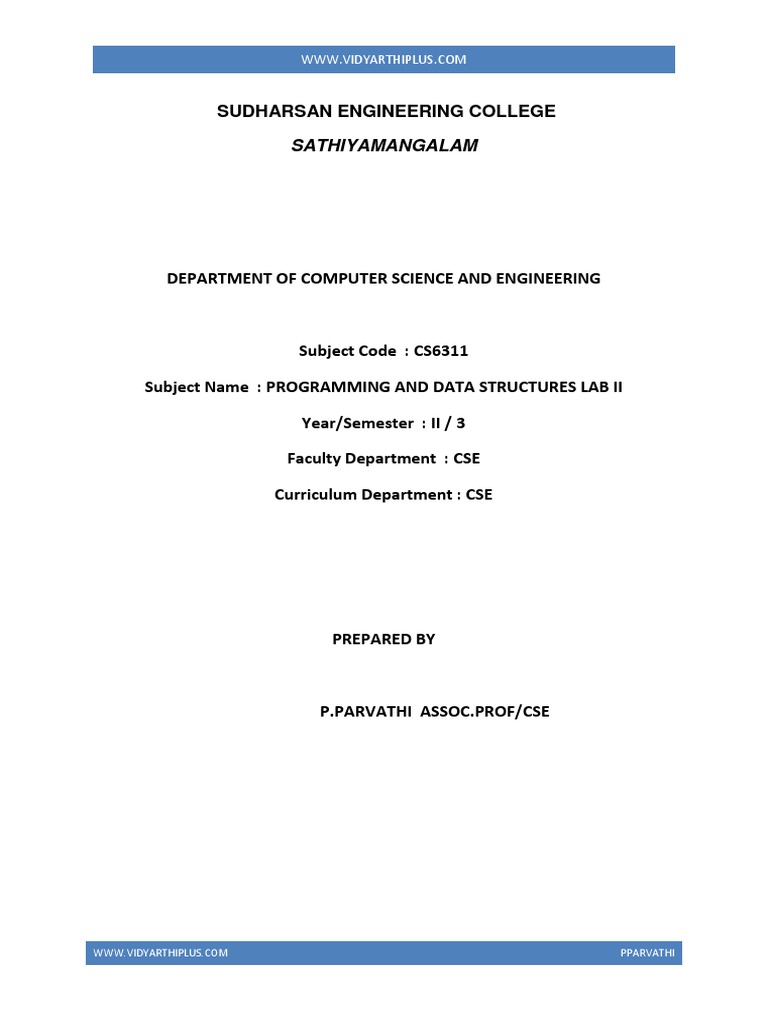 CS6311 - Programming and Data Structure Laboratory II | PDF | Parameter (Computer Programming ...