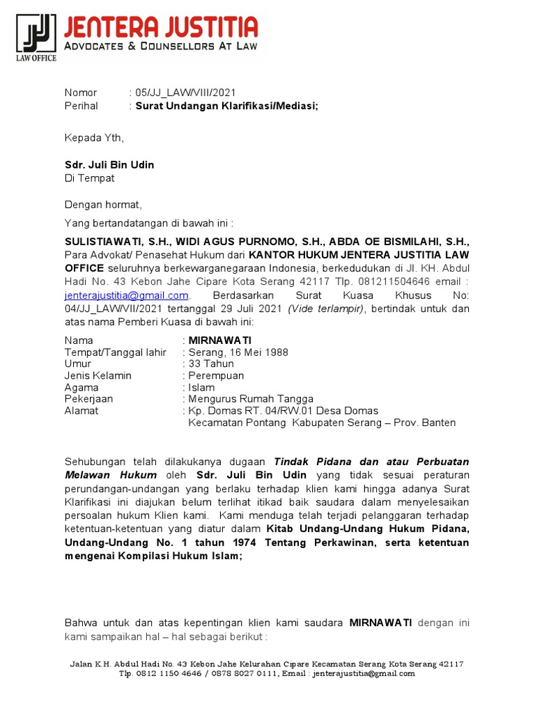 Surat Klarifikasi - Juli | PDF
