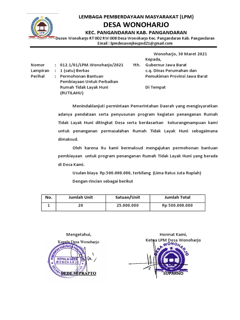 Proposal Rehabilitasi RUTILAHU LPM | PDF