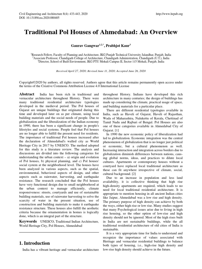 Traditional Pol Houses of Ahmedabad An Overview | PDF | Globalization ...