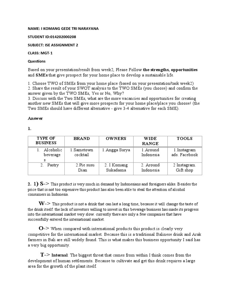 Name: I Komang Gede Tri Narayana STUDENT ID:014202000208 Subject: Ise Assignment 2 Class: Mgt-1 ...