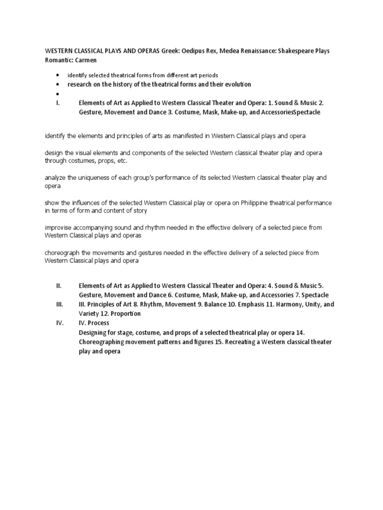 WESTERN CLASSICAL PLAYS AND OPERAS Greek | PDF | Social Science | Art