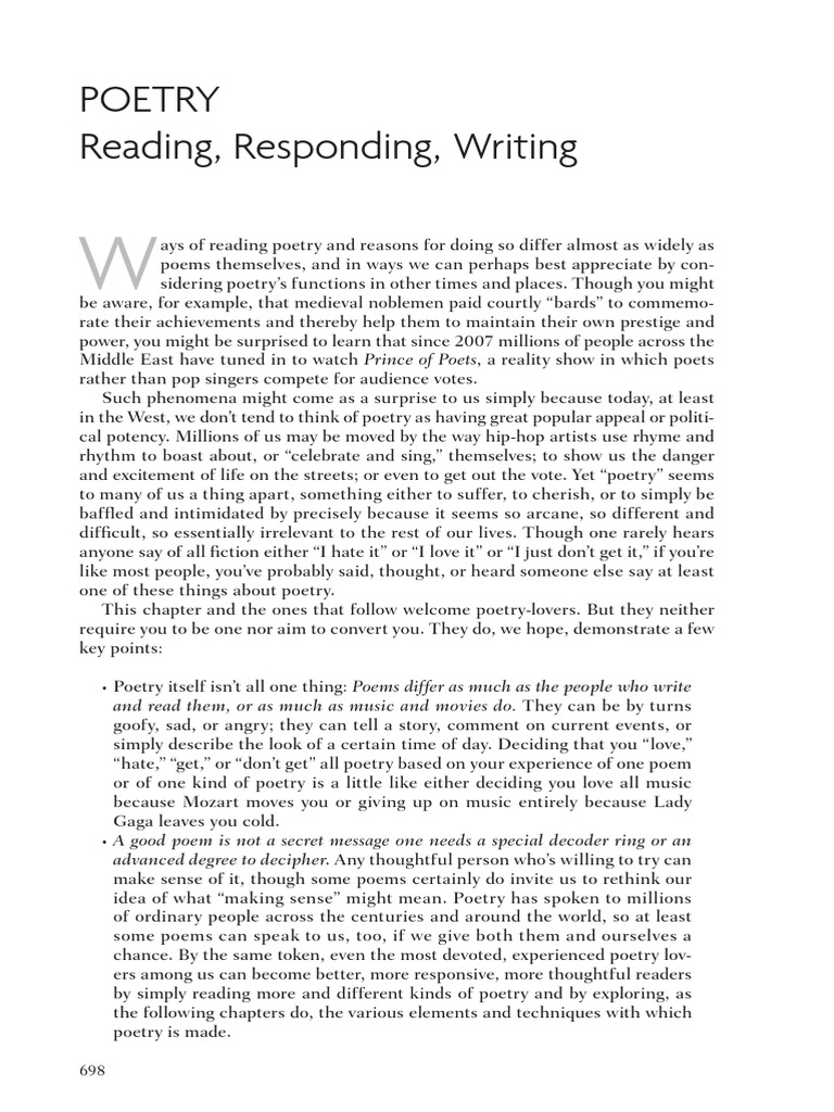 Poetry Reading, Responding and Writing | PDF | Poetry | Genre