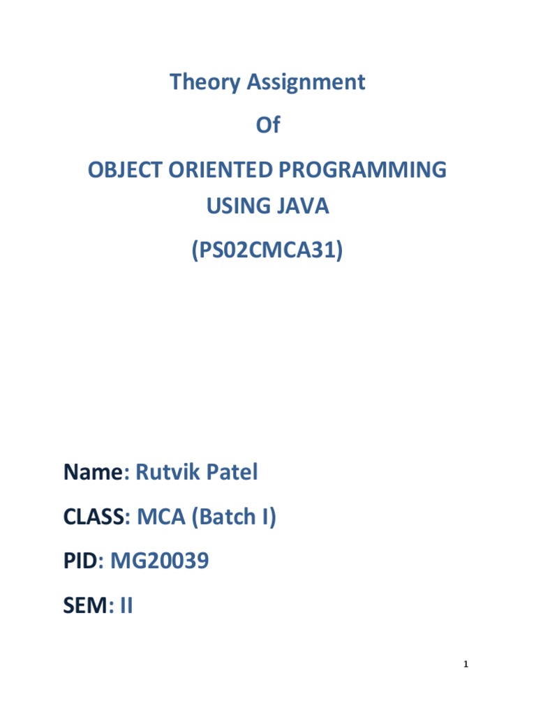 MG20039 Theory Assignment | PDF | Method (Computer Programming) | Java (Programming Language)